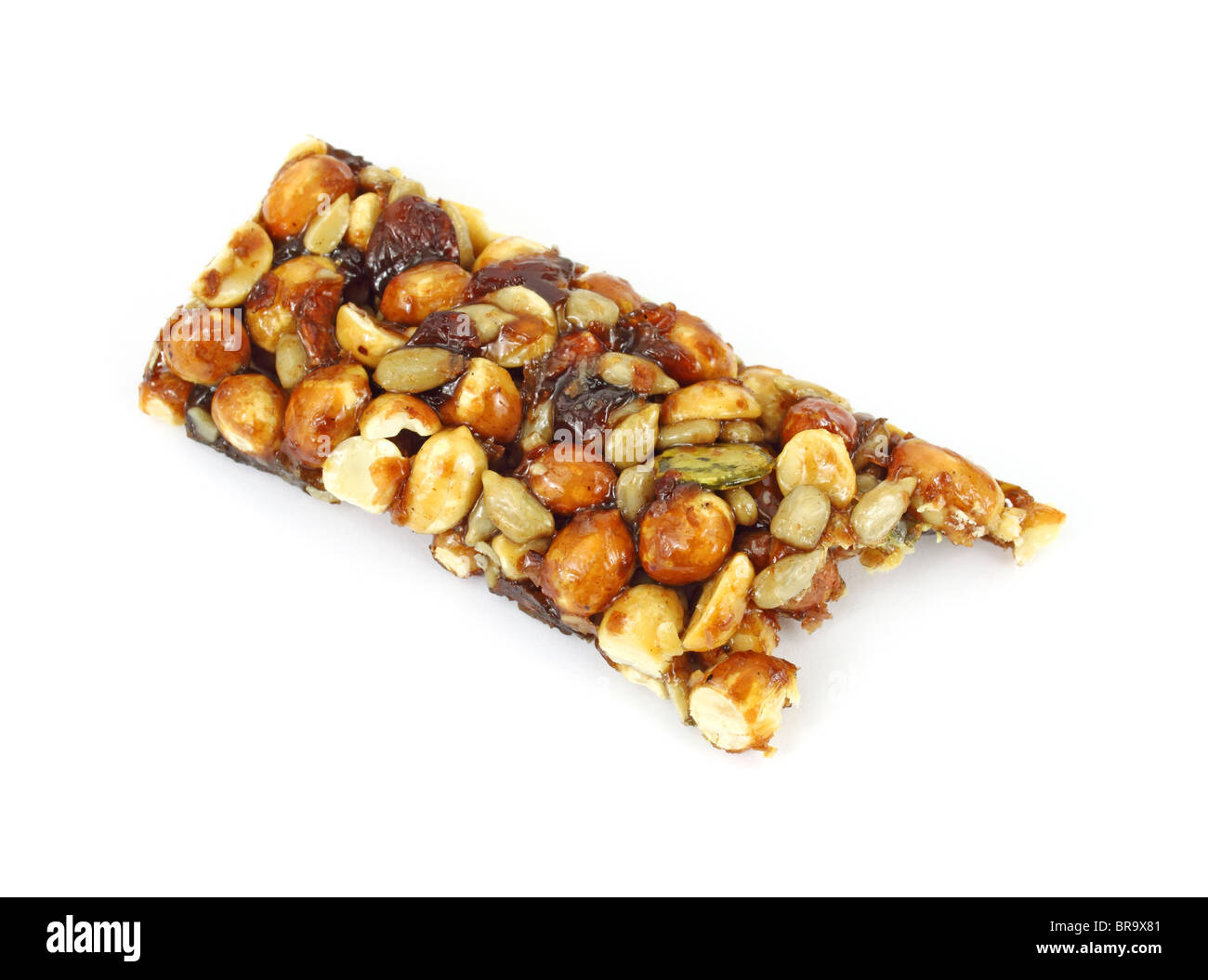 Bitten nut energy bar Stock Photo - Alamy