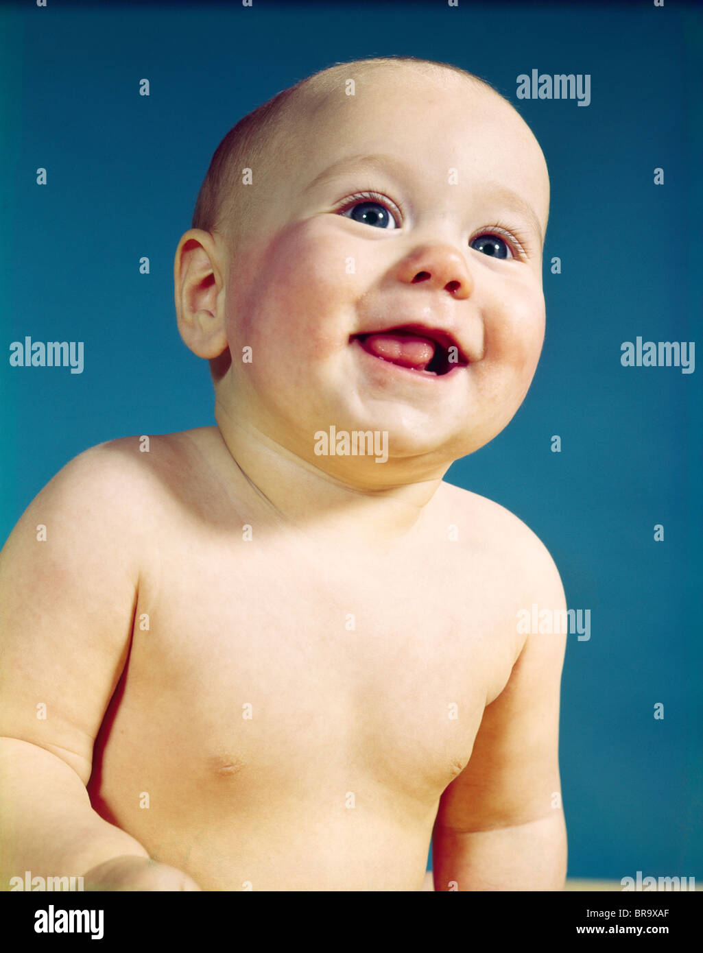 1960s BABY BALD SMILING PORTRAIT EAGER HAPPY FACIAL EXPRESSION Stock ...