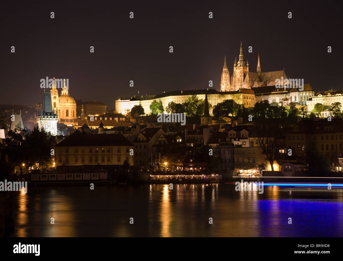 Prague in night - castle Stock Photo - Alamy