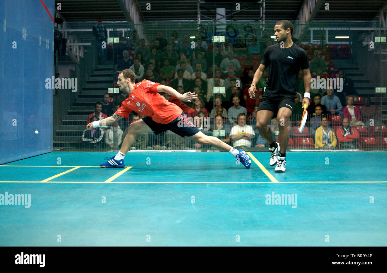 gregory gaultier in action against adrian grant at the rowe grand prix ...