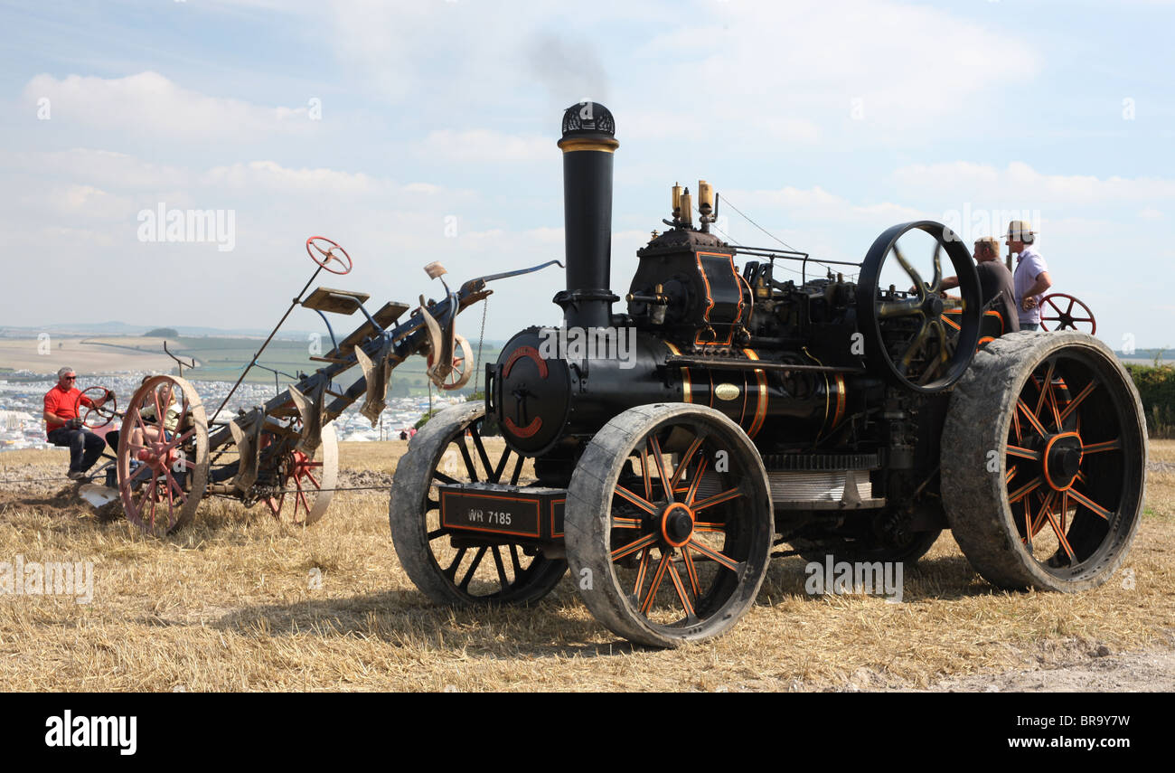 Steam engine powered ploughing Stock Photo - Alamy