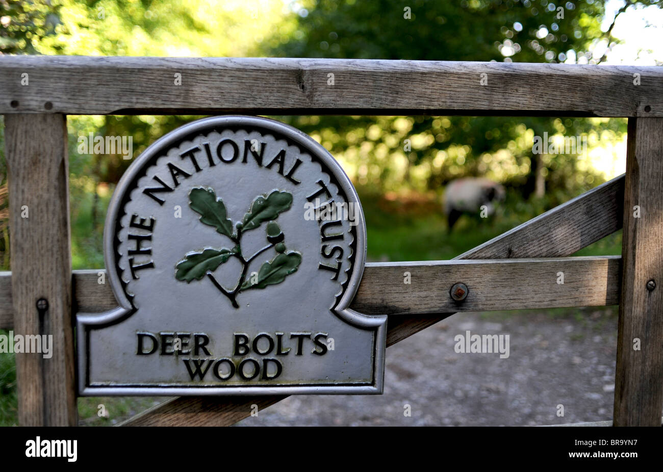 Sign for Deer Bolts Wood near the Lake District village of Ambleside ...