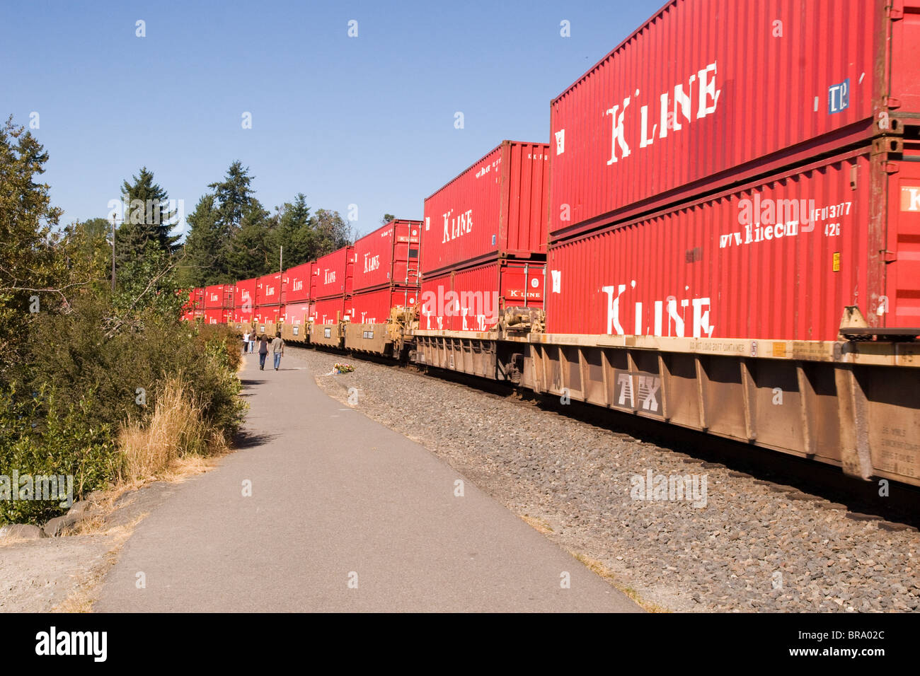 K Line container freight train at Tacoma WA USA United States of ...