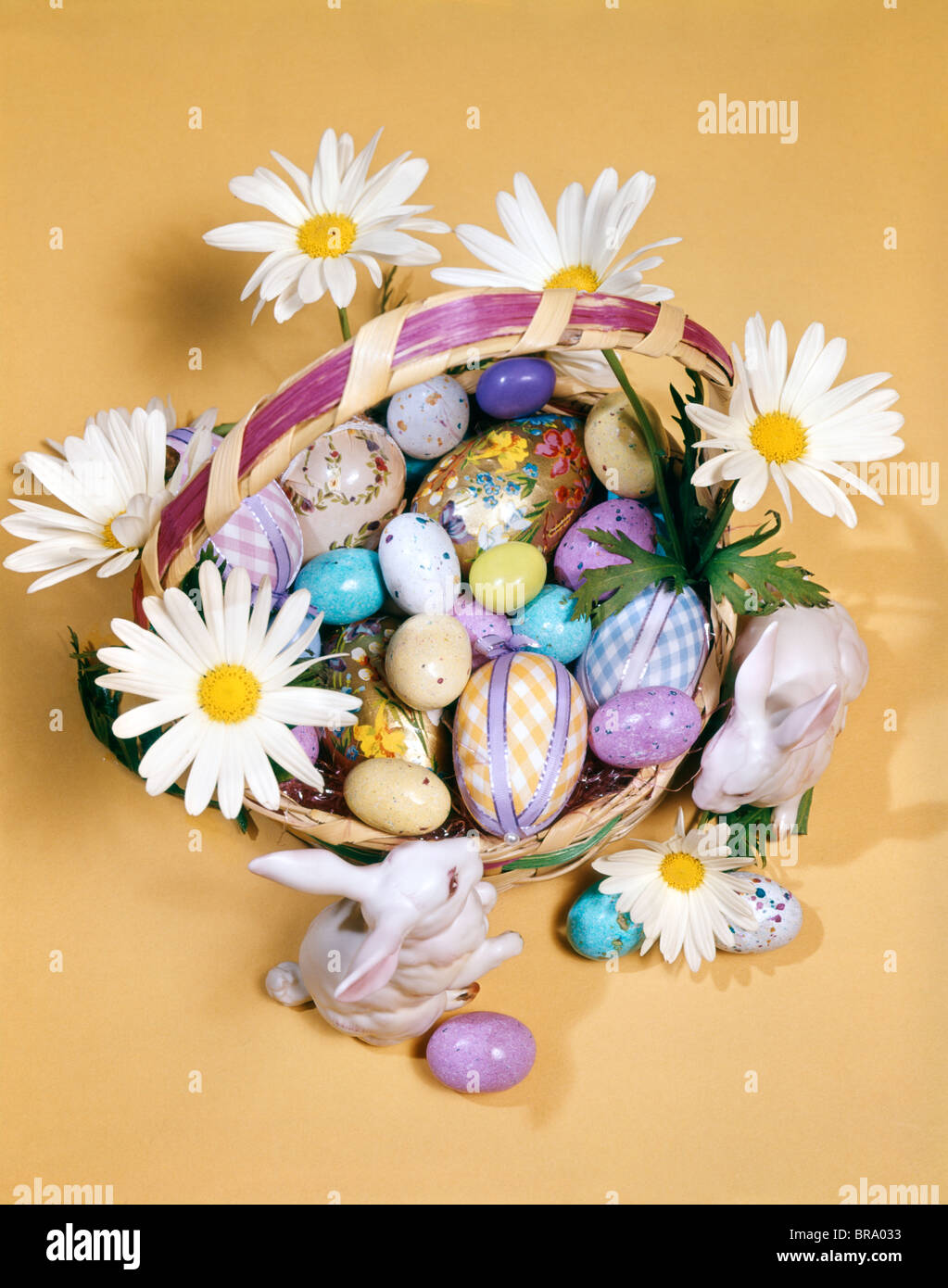 1970s EASTER STILL LIFE OVERHEAD VIEW BASKET FILLED WITH CANDY ...
