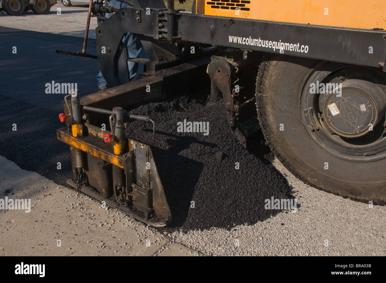 Paving street in residential area . Ohio USA Stock Photo - Alamy
