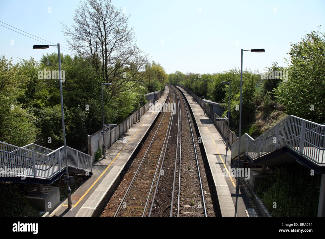 Rural railway track and station platform at Snowdown. This line runs ...