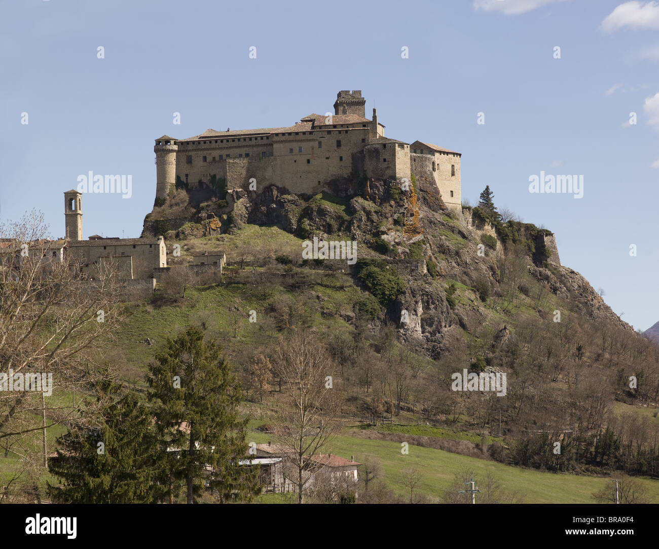 Bardi, near Parma, Italy. The Castle, home of the Landi family, who ...