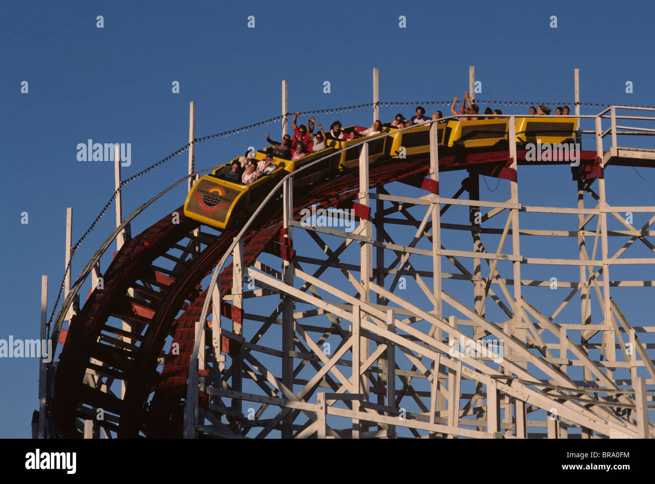 WOODEN ROLLER COASTER AMUSEMENT PARK RIDE Stock Photo - Alamy