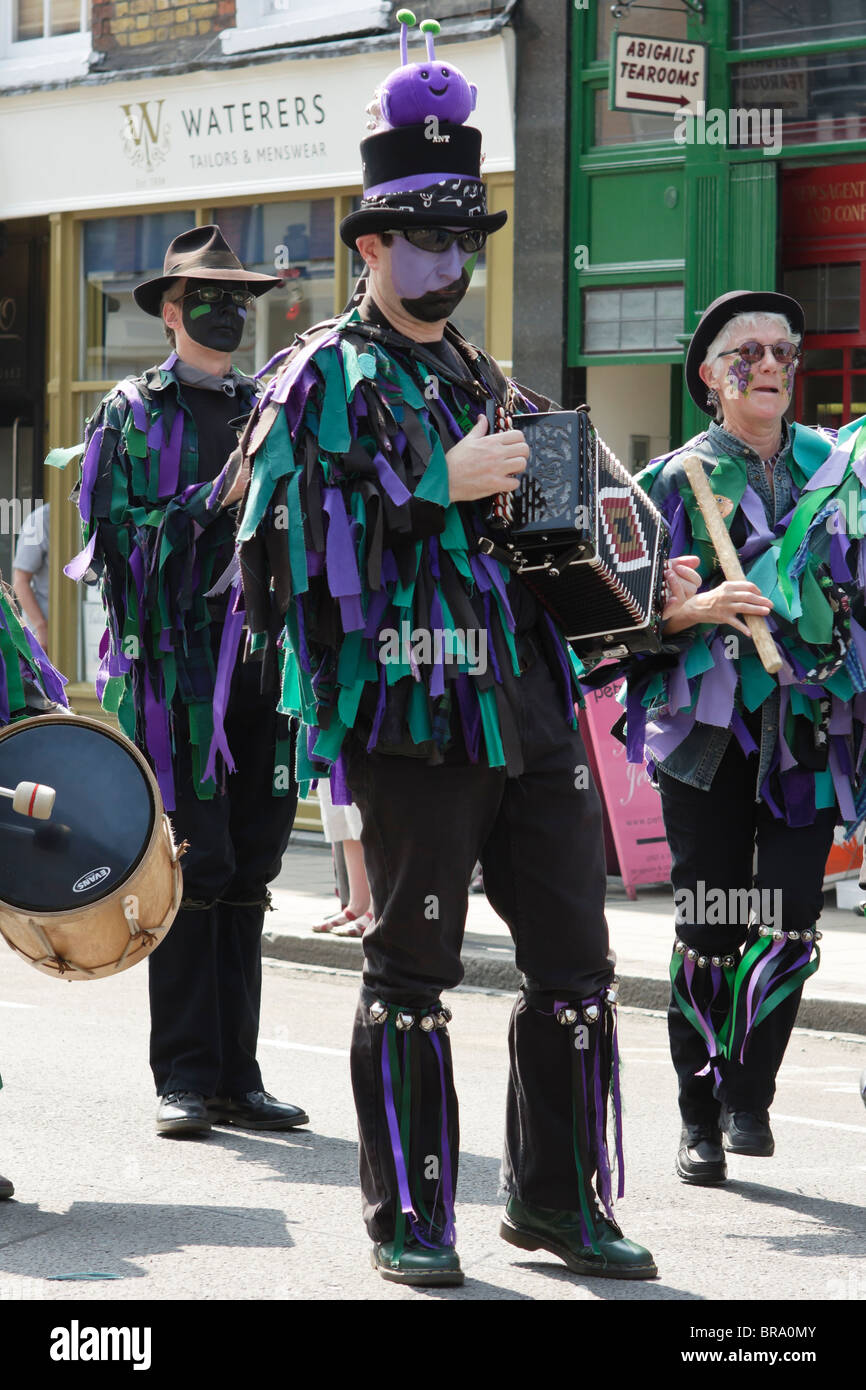 Members of the Wicket Brood Border Morris performing Border style dance ...