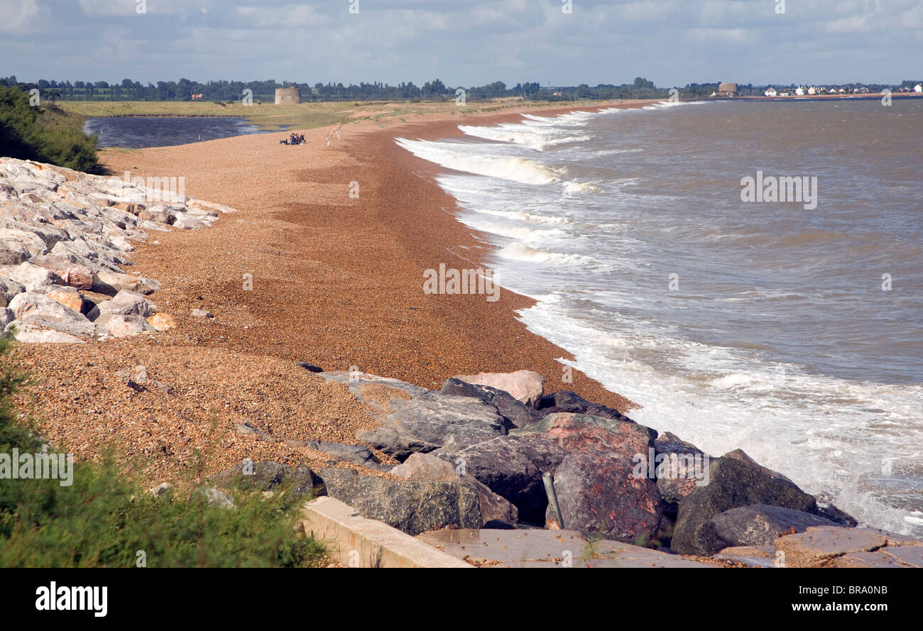 Shingle bar and lagoon looking from Bawdsey to Shingle Street, Suffolk ...