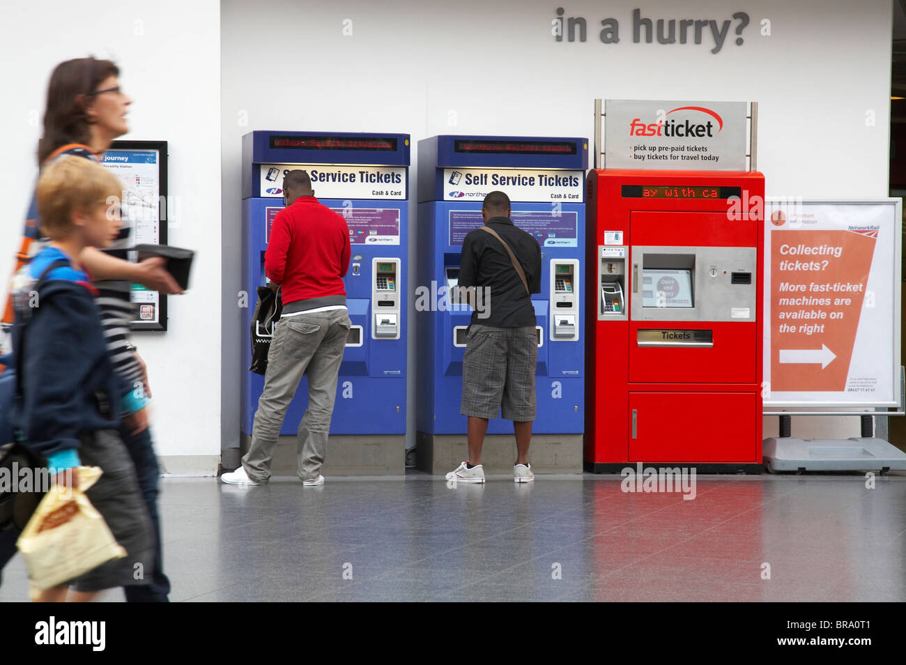 In a hurry? Train ticket machine at Piccadilly station in Manchester UK ...