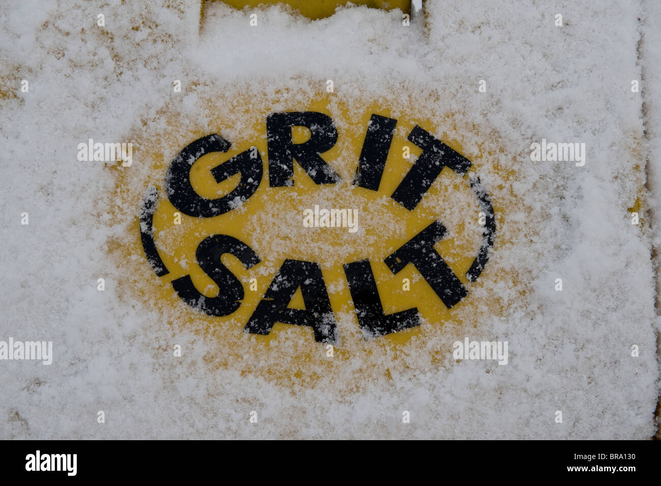 salt grit container covered in snow Stock Photo - Alamy
