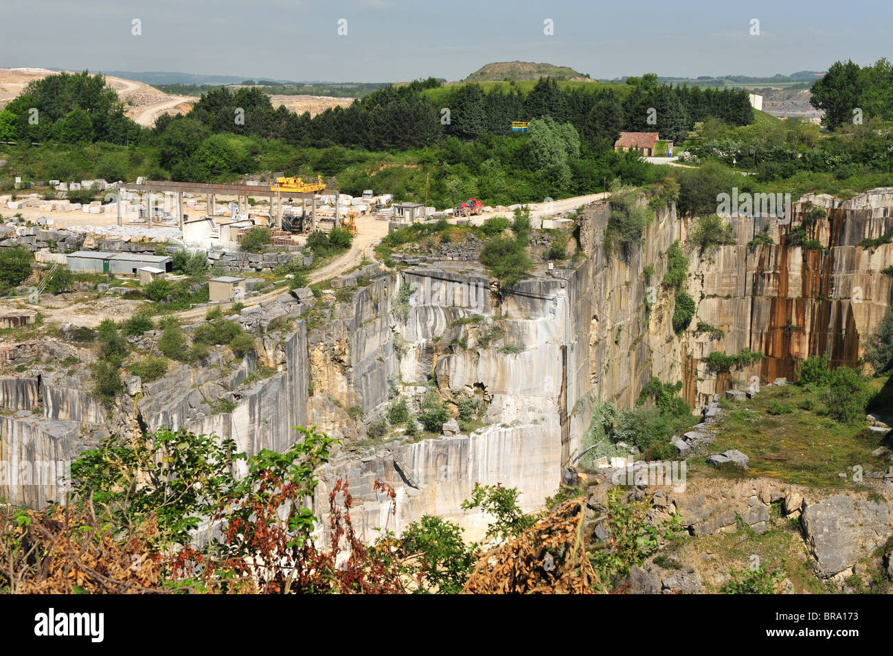 Open cast working marble quarry in the Pays-de-Calais region of ...