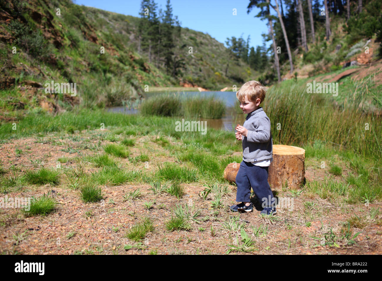 Boy walking on a farm Stock Photo - Alamy