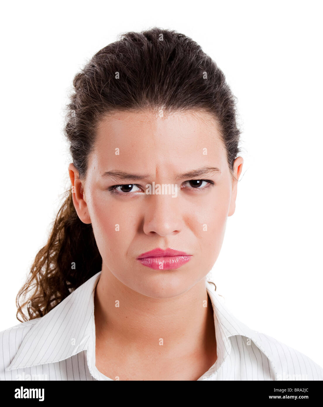 Portrait of a beautiful young woman with a sad expression Stock Photo ...