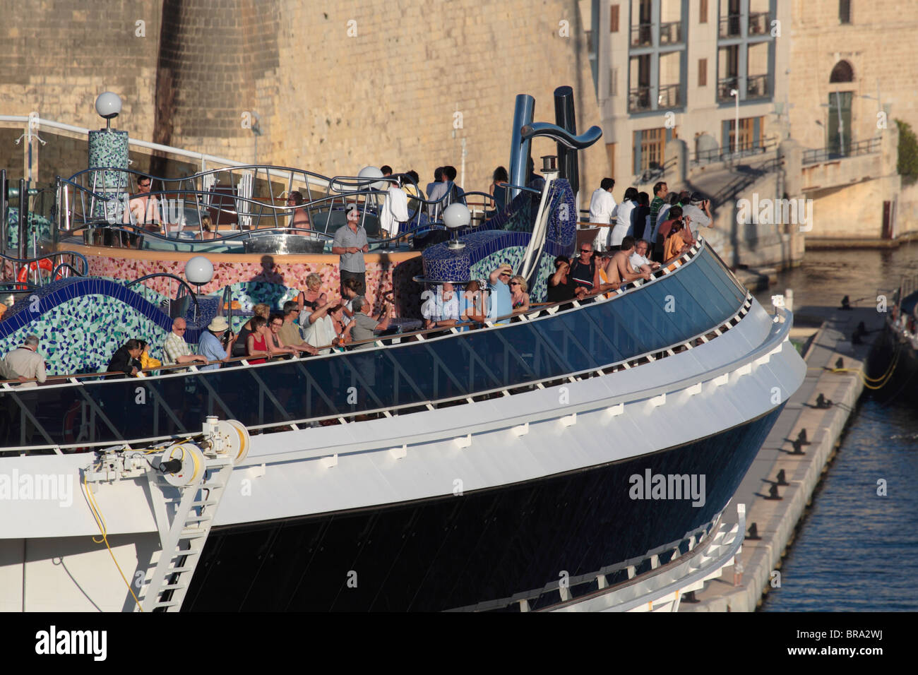 Passengers on the after deck of the cruise ship MSC Splendida Stock ...
