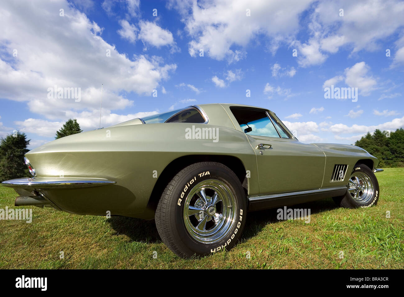 REAR VIEW GREEN CORVETTE Stock Photo - Alamy