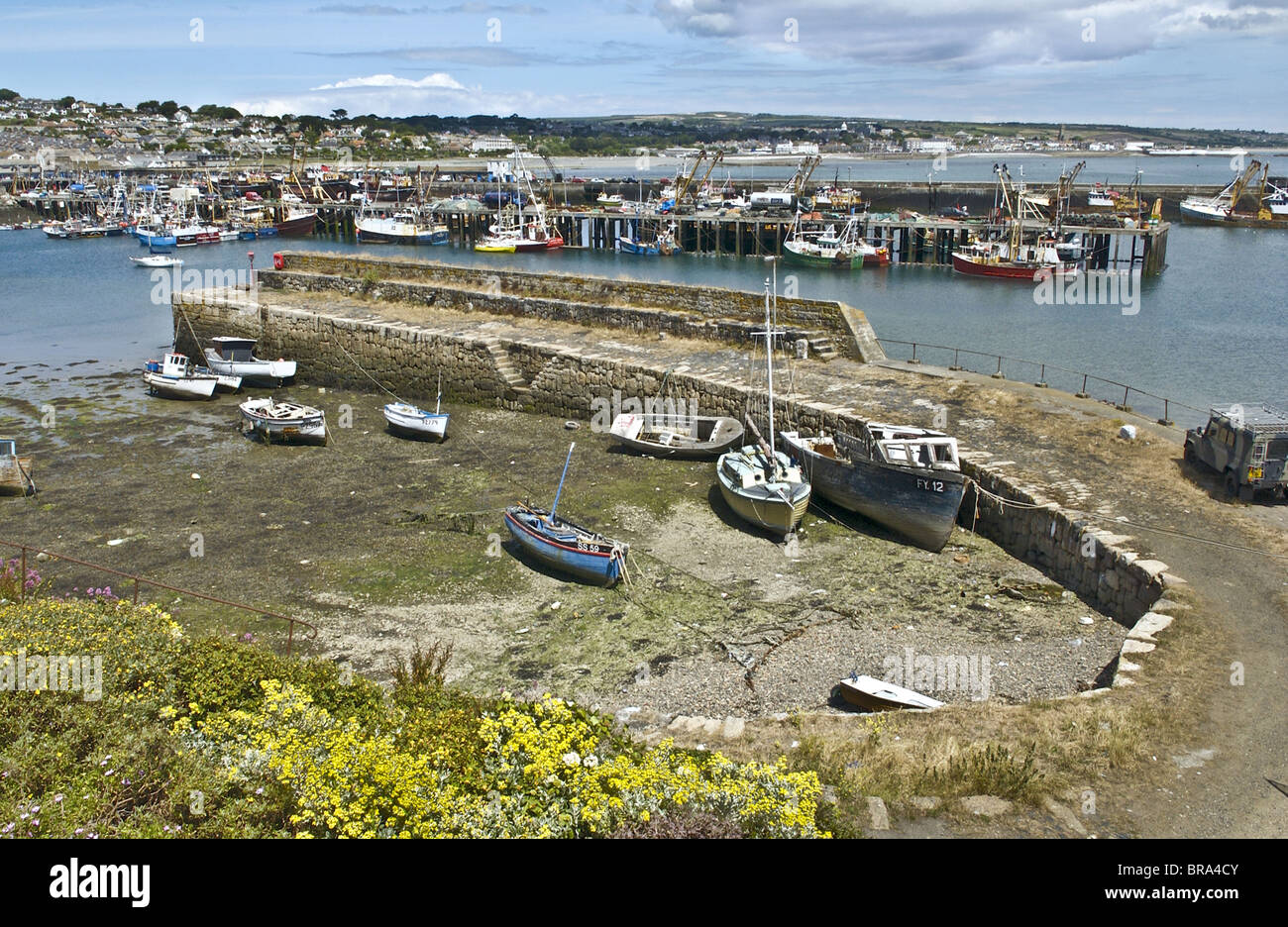 Low tide at Newlyn harbour in Cornwall, England, UK Stock Photo - Alamy