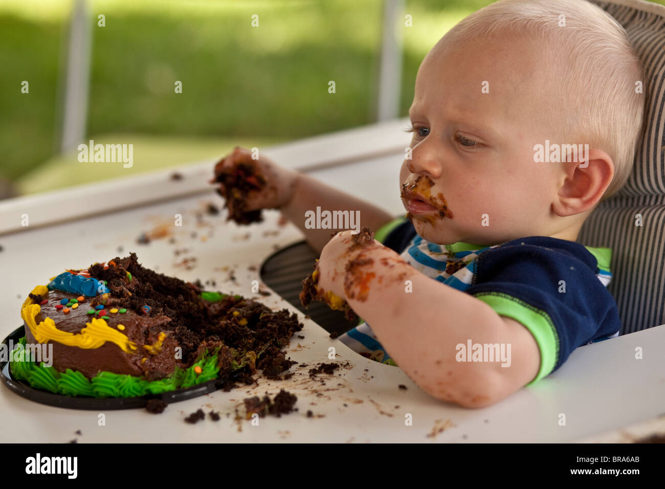 Baby Eating Chocolate Cake