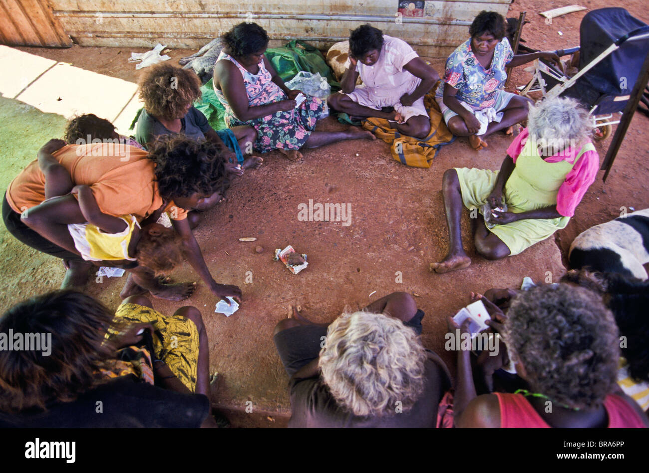 Aboriginal women playing cards, Australia Stock Photo - Alamy