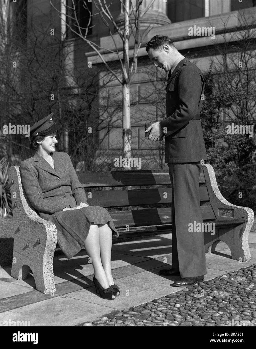 Bench military uniform hi-res stock photography and images - Alamy