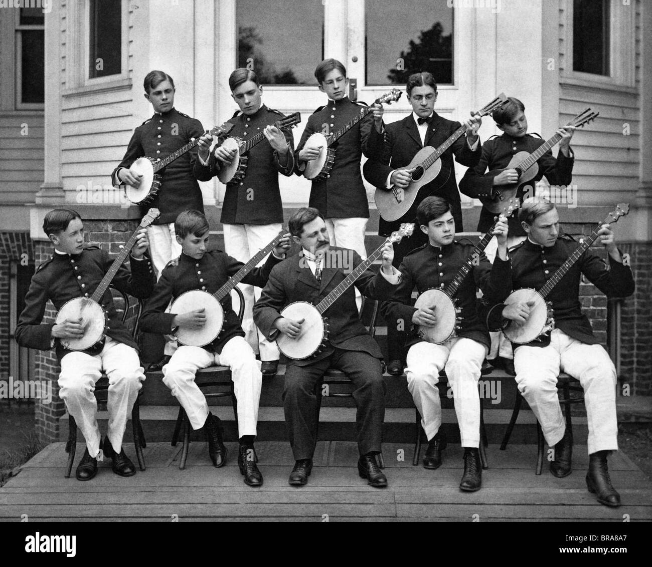 1890s 1900s GROUP YOUNG MEN PLAYING BANJOS AND GUITARS IN STRING ...