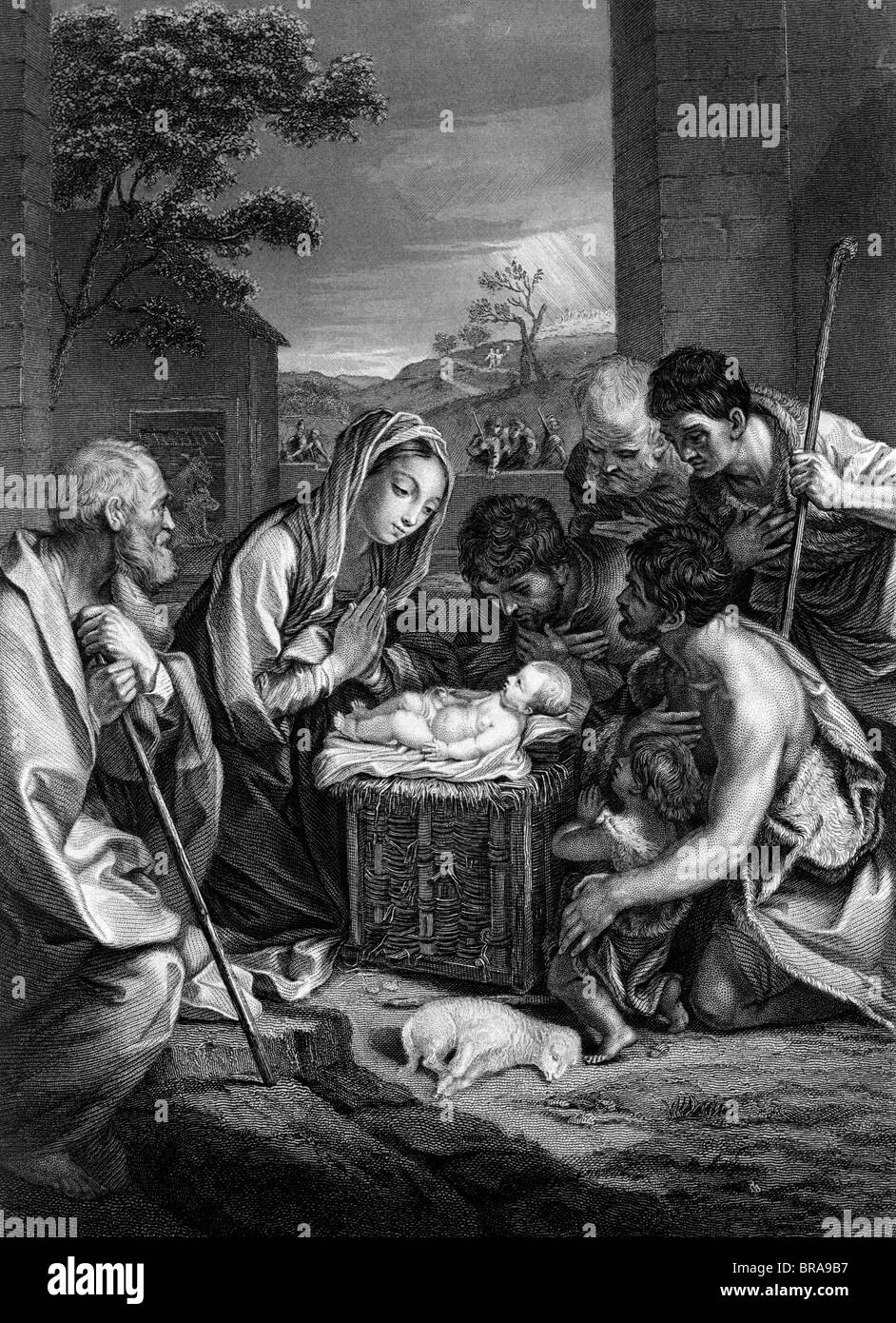 THE NATIVITY ENGRAVING BY H. B. HALL Stock Photo - Alamy