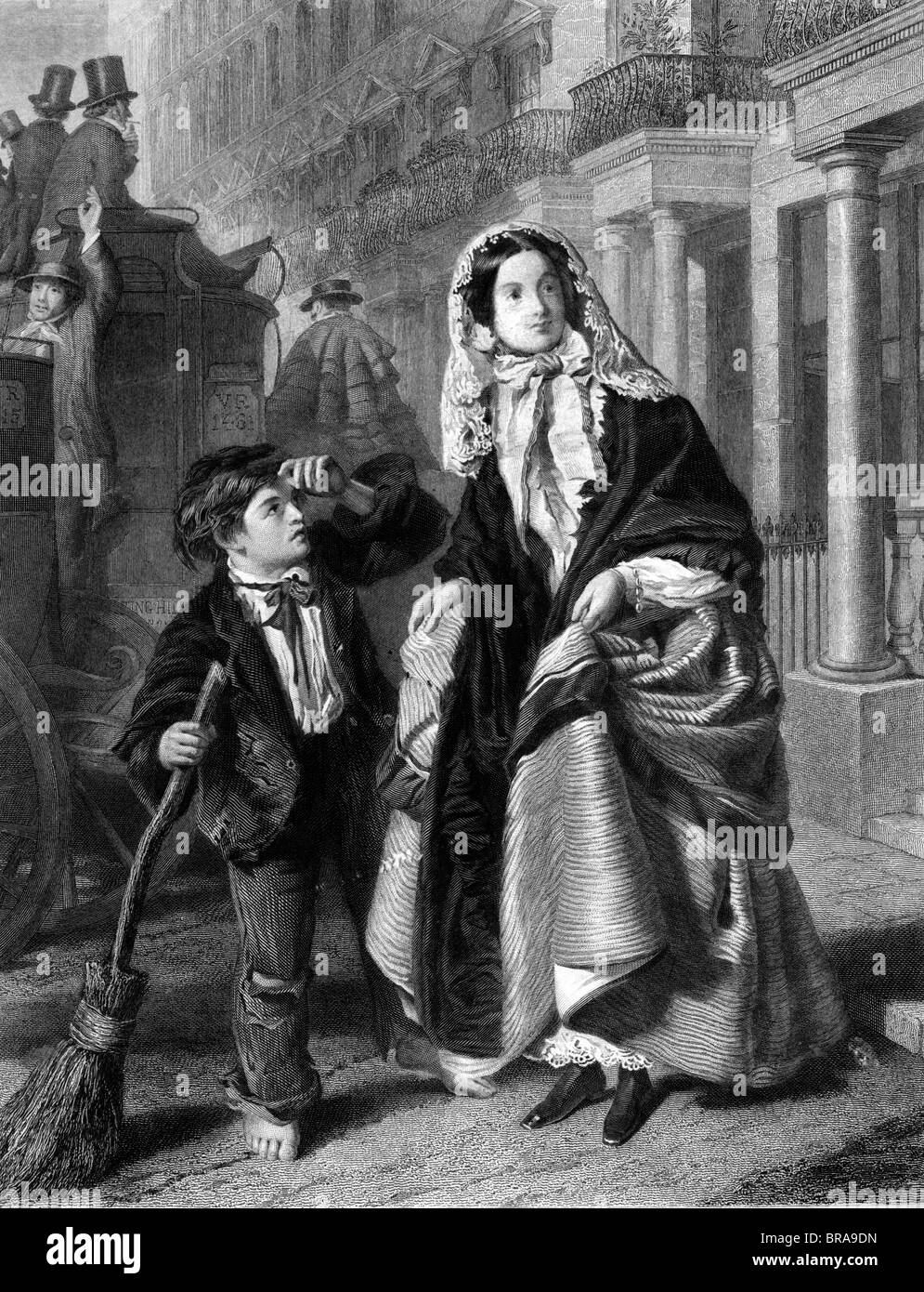 1800s THE CROSSING SWEEPER VICTORIAN LONDON STREET URCHIN WITH BROOM ...