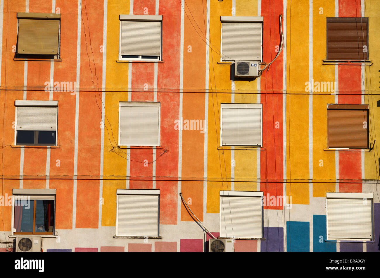 Painted buildings in Tirana, Albania, Europe Stock Photo - Alamy