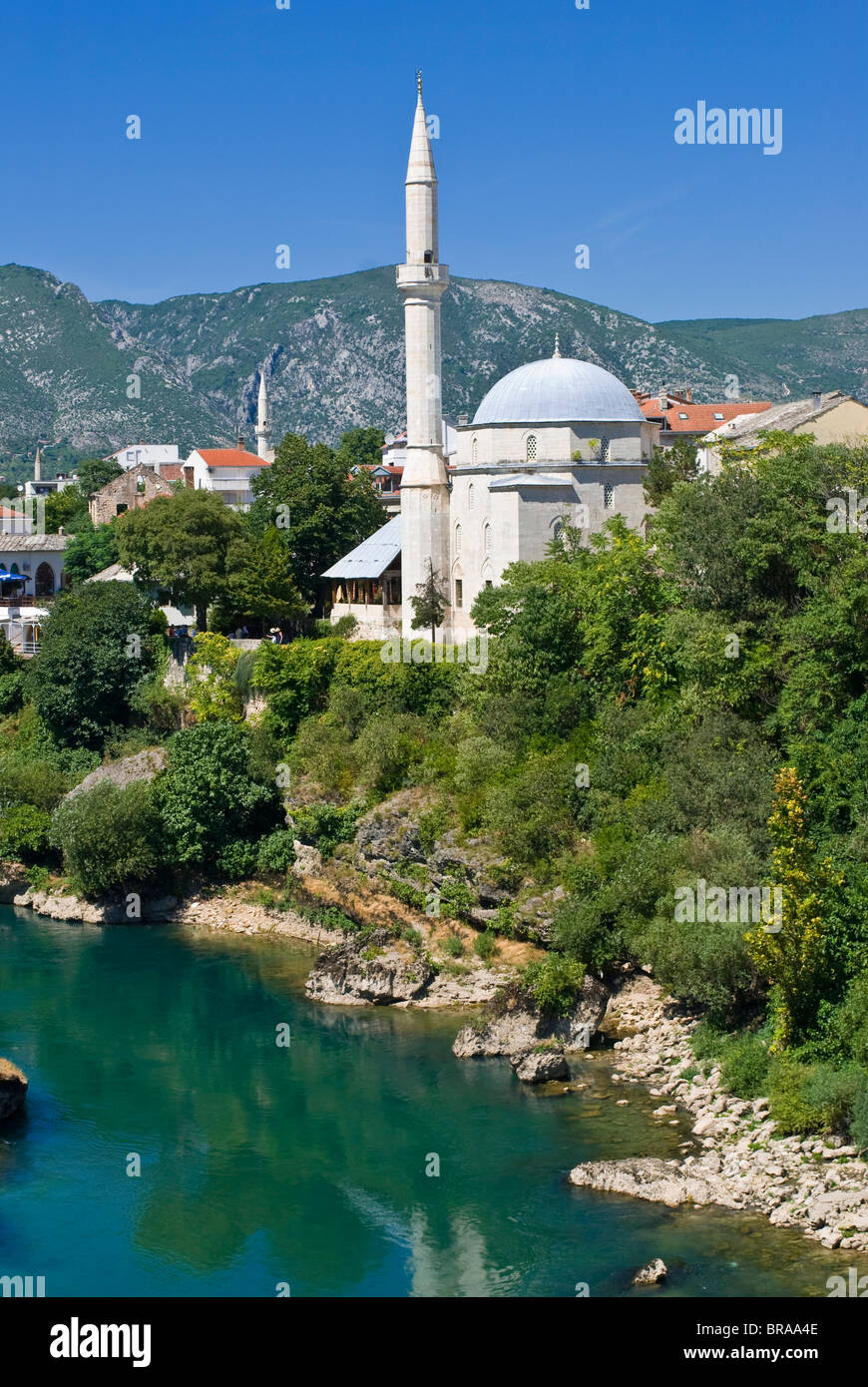 Mosque in the old town of Mostar, UNESCO World Heritage Site, Bosnia ...