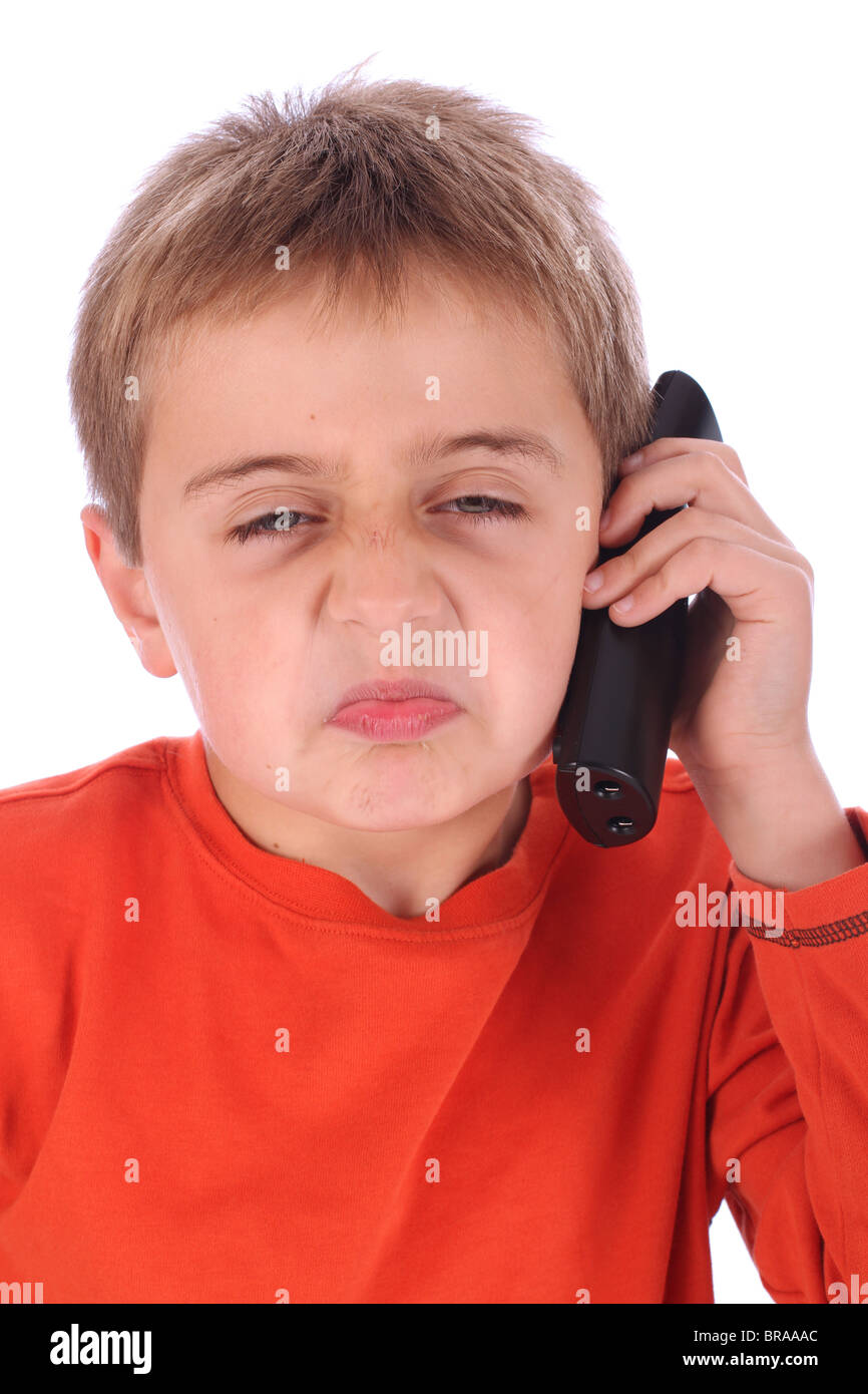 young boy on the telephone Stock Photo - Alamy