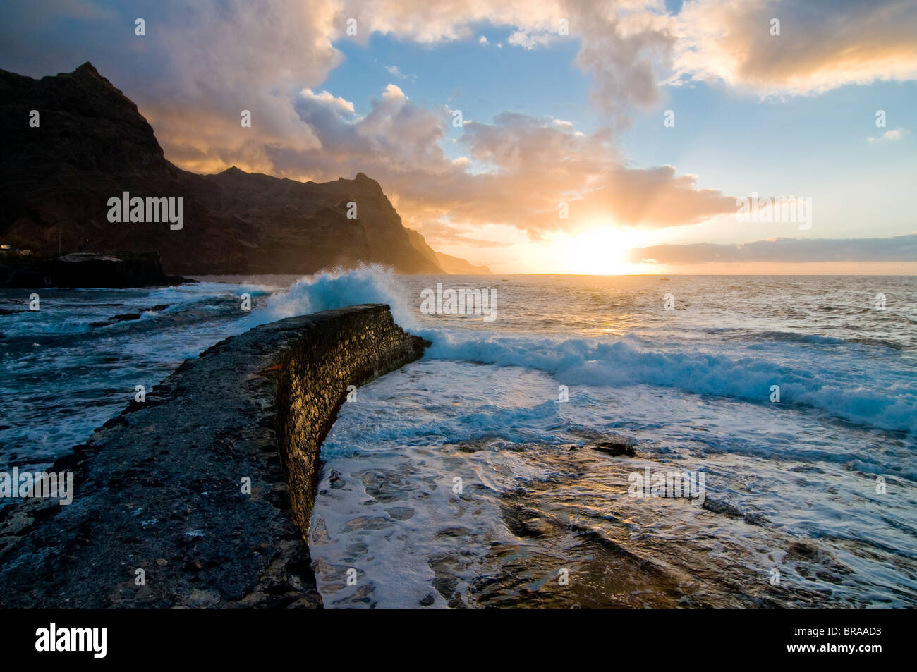 Sunset at coast of San Antao, Ponta do Sol, Cape Verde Islands ...
