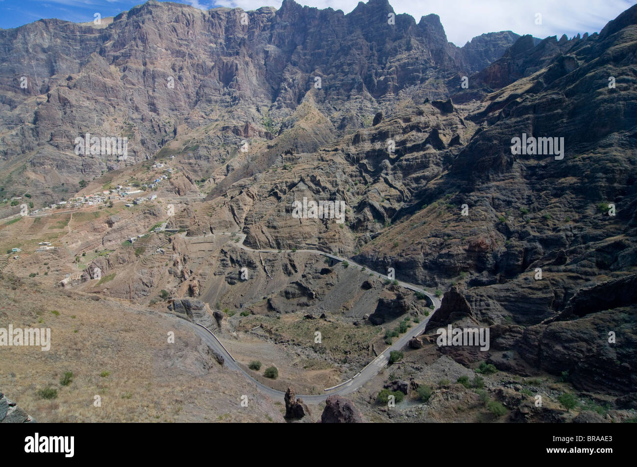 Road through rocky landscape, San Antao, Cape Verde Islands, Africa ...