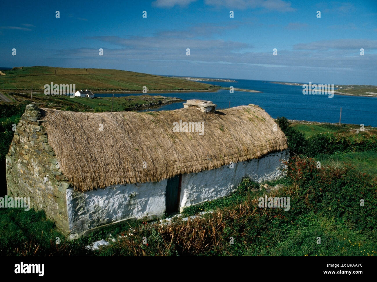 Traditional Thatched Roof Cottage, Clifden, County Galway, Ireland ...