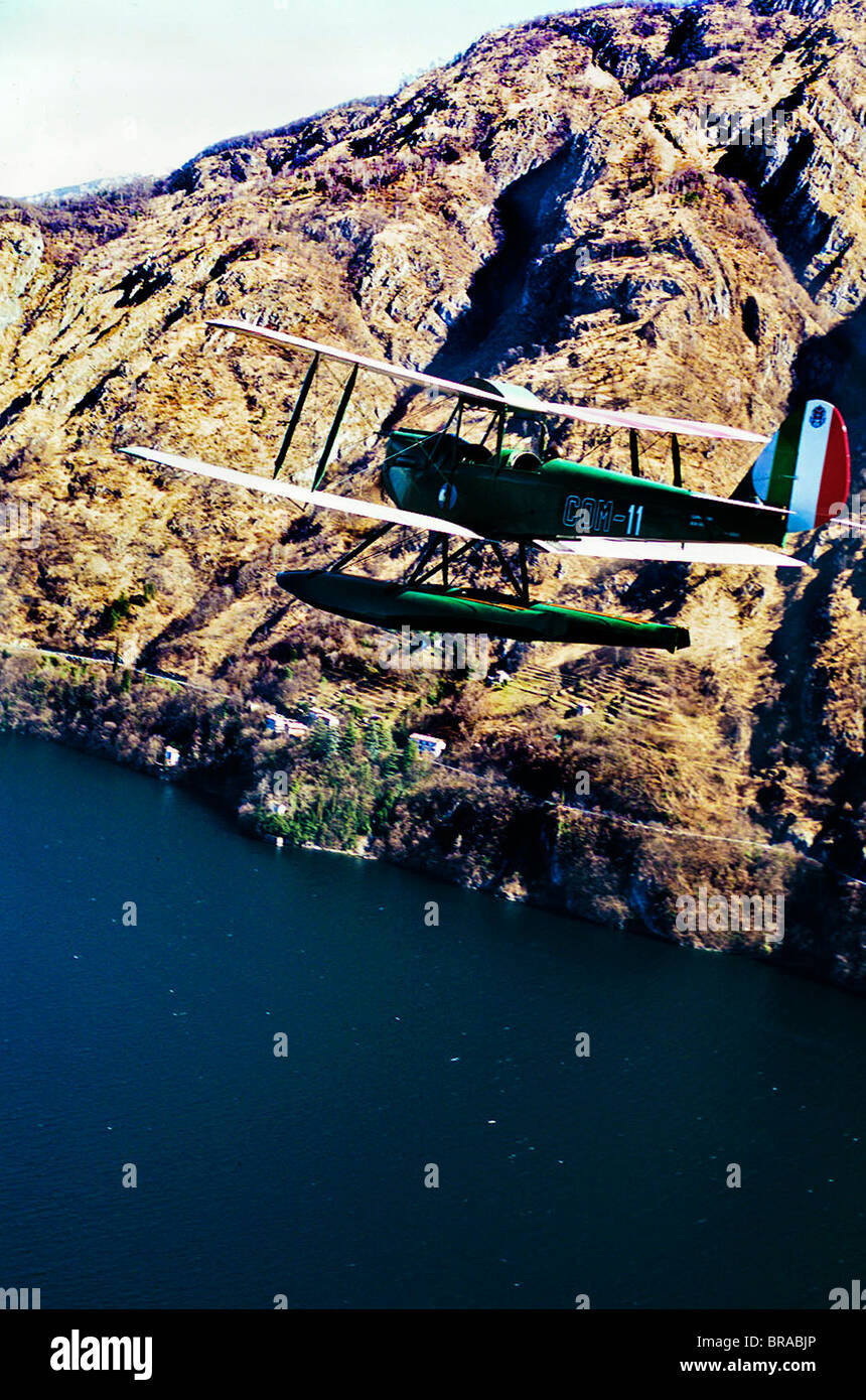 seaplane Caproni CA 100 over lake Como italy Stock Photo - Alamy