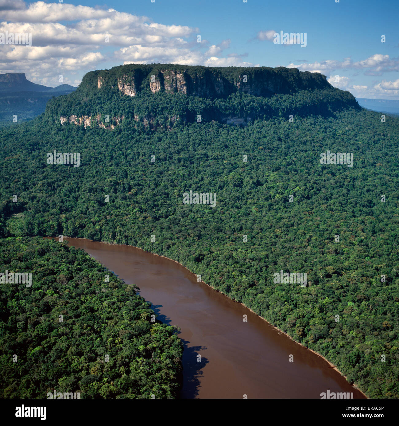 Aerial image of the Upper Mazaruni River, downstream from Kamarang ...