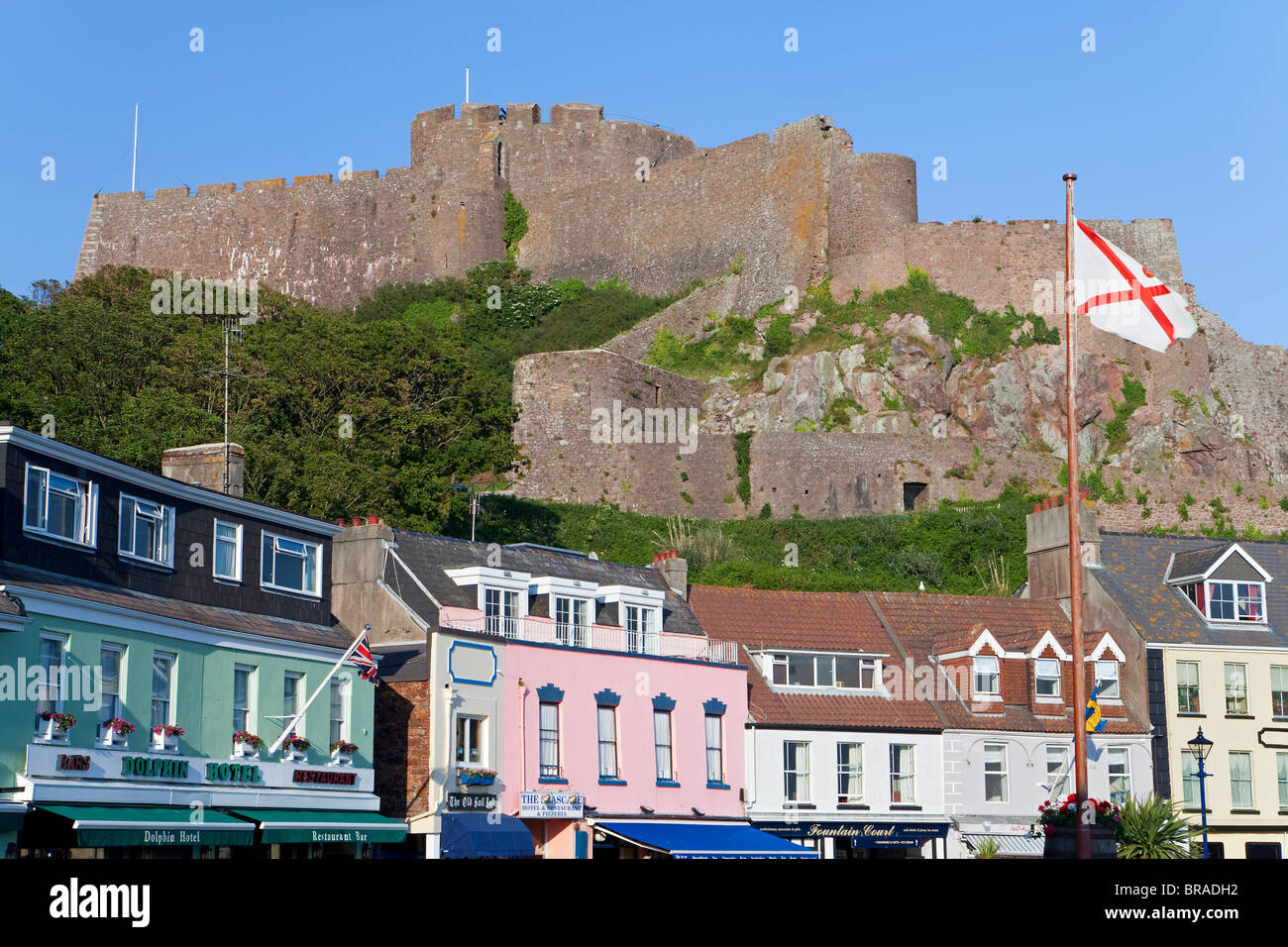 Mount Orgueil Castle, overlooking Grouville Bay in Gorey, Jersey ...