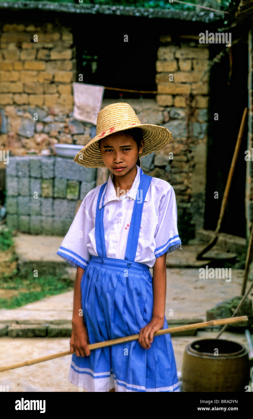Portrait of poor girl at home in Guilin China Stock Photo - Alamy