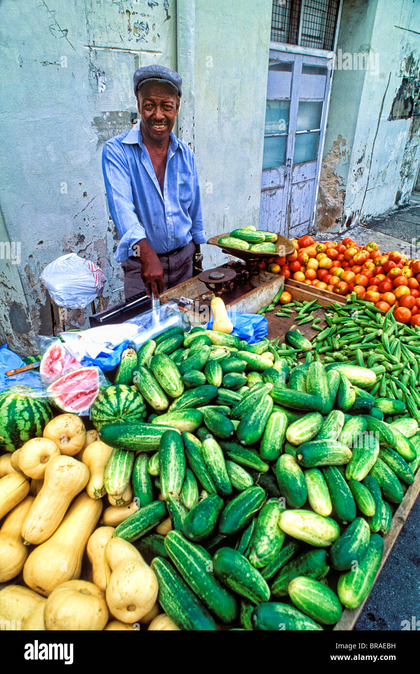 Colorful Local Man at Vegetable Market St Lucia Stock Photo - Alamy