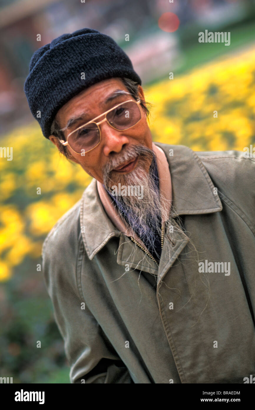 Portrait of a Stylish Man with White Beard Hanoi Van Mieu Vietnam Stock ...