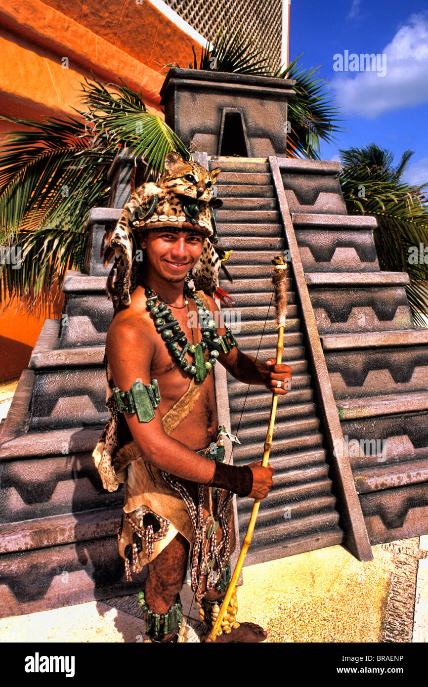 Mayan native in colorful costume in Cozumel Mexico Stock Photo - Alamy