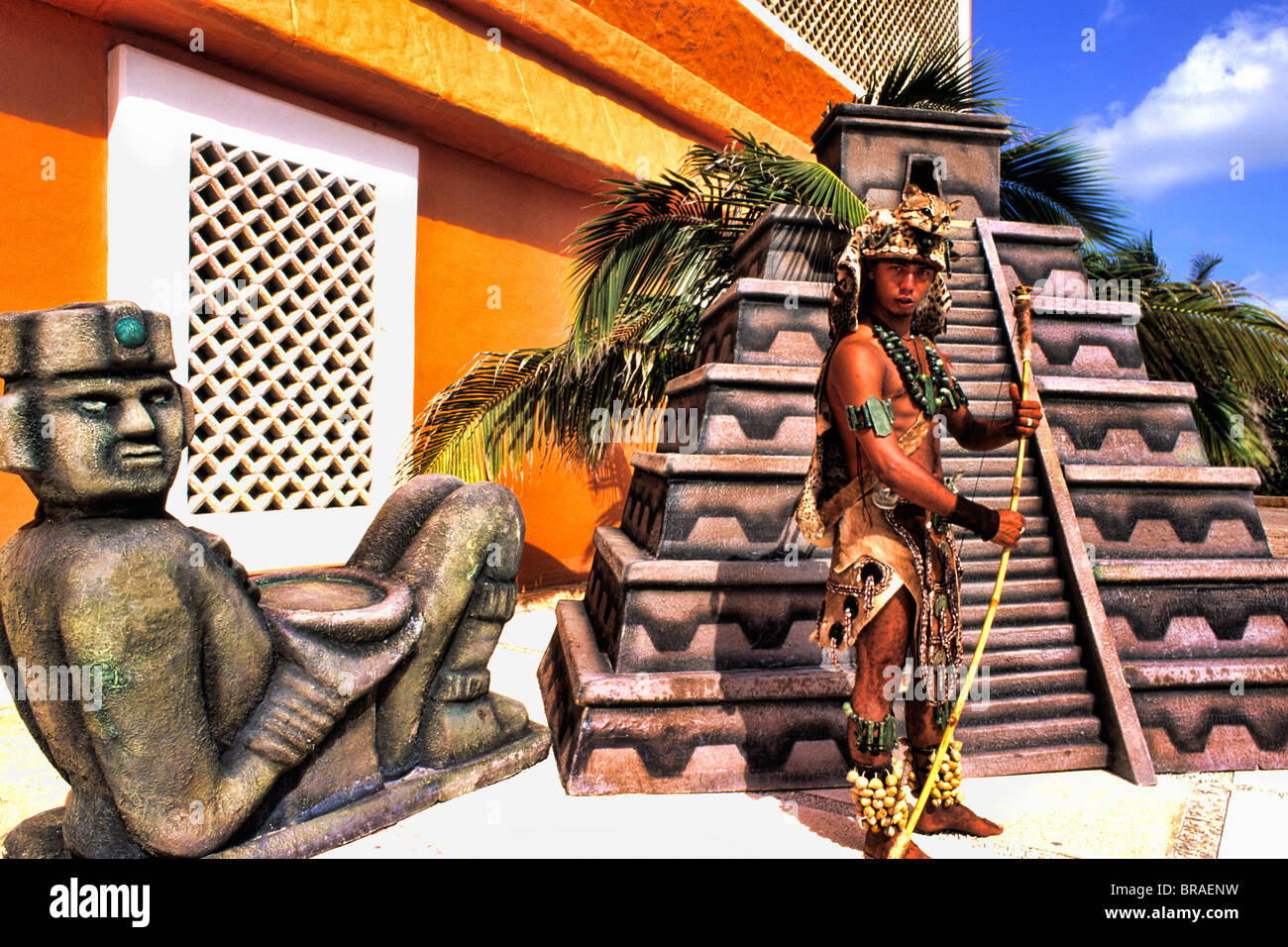 Mayan native in colorful costume in Cozumel Mexico Stock Photo - Alamy