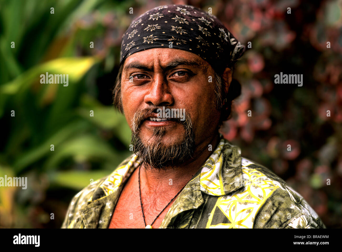 Native man in colorful clothing Easter Island during Tapati Festival ...