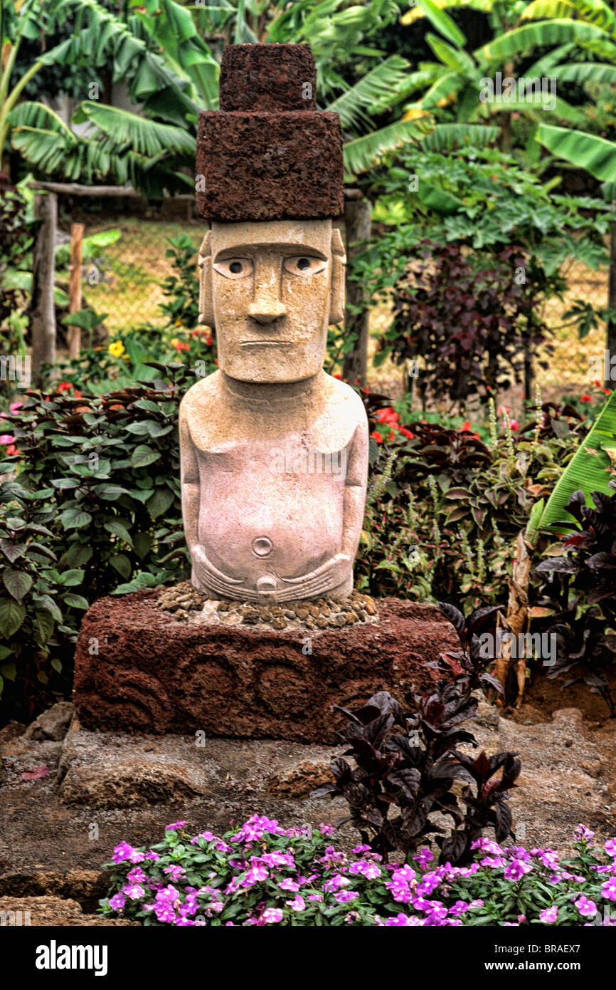 Local garden with Moai art work Easter Island during Tapati Festival ...