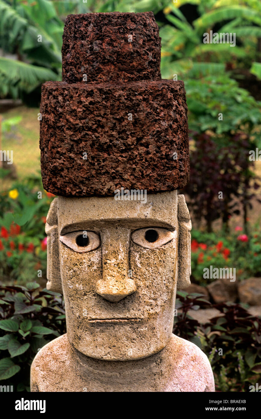 Local garden with Moai art work Easter Island during Tapati Festival ...