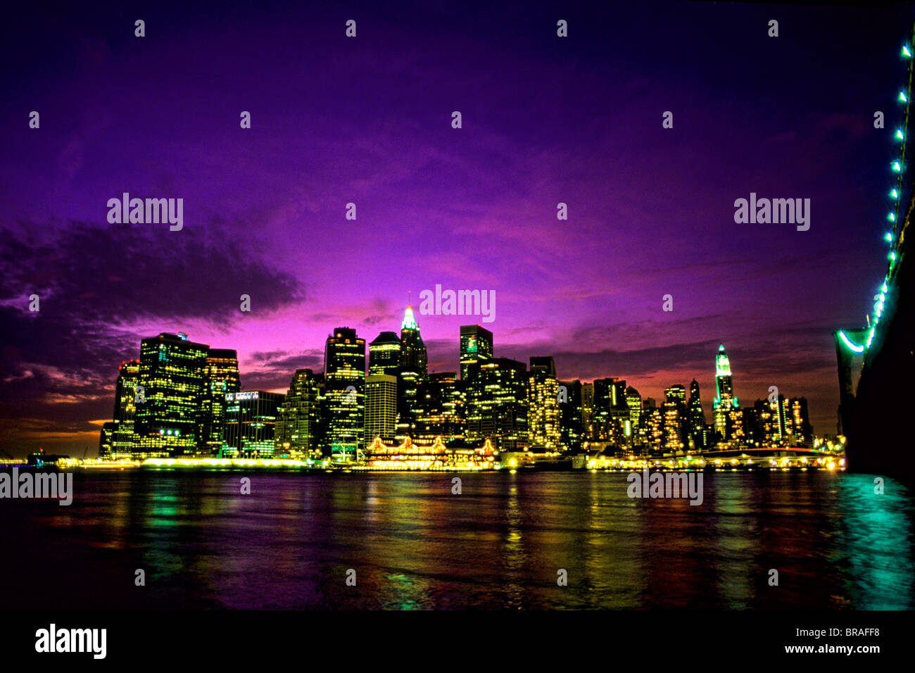 Colorful nighttime scenic New York City Stock Photo - Alamy