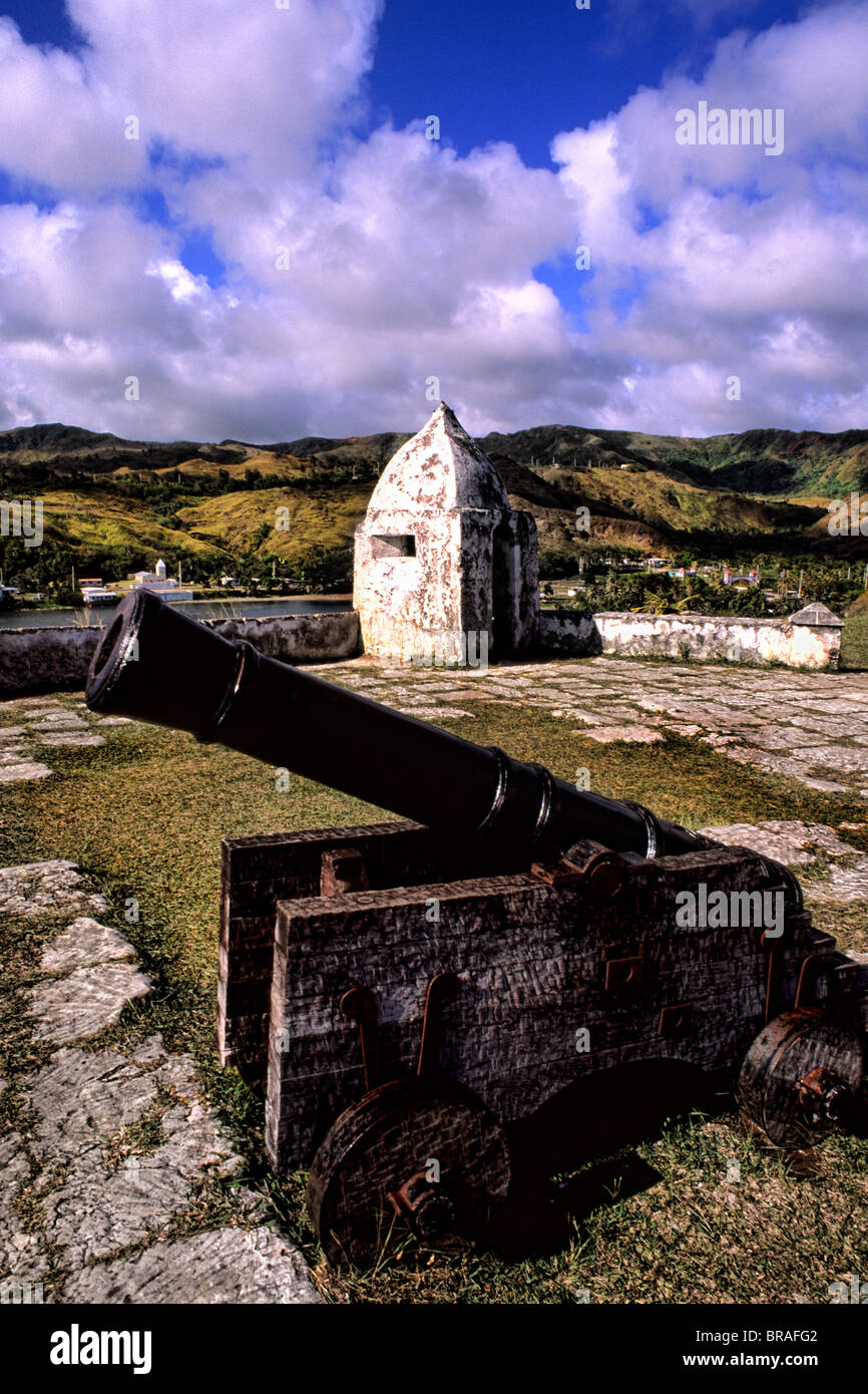 Historical military cannons at military fortress Fort Santa Agueda ...