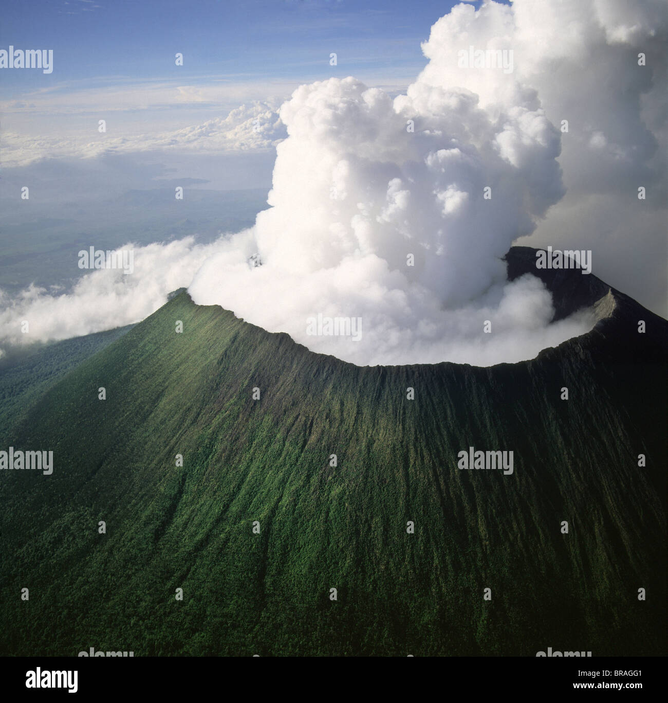 Aerial view of Mount Nyiragongo, an active volcano in the Virunga ...