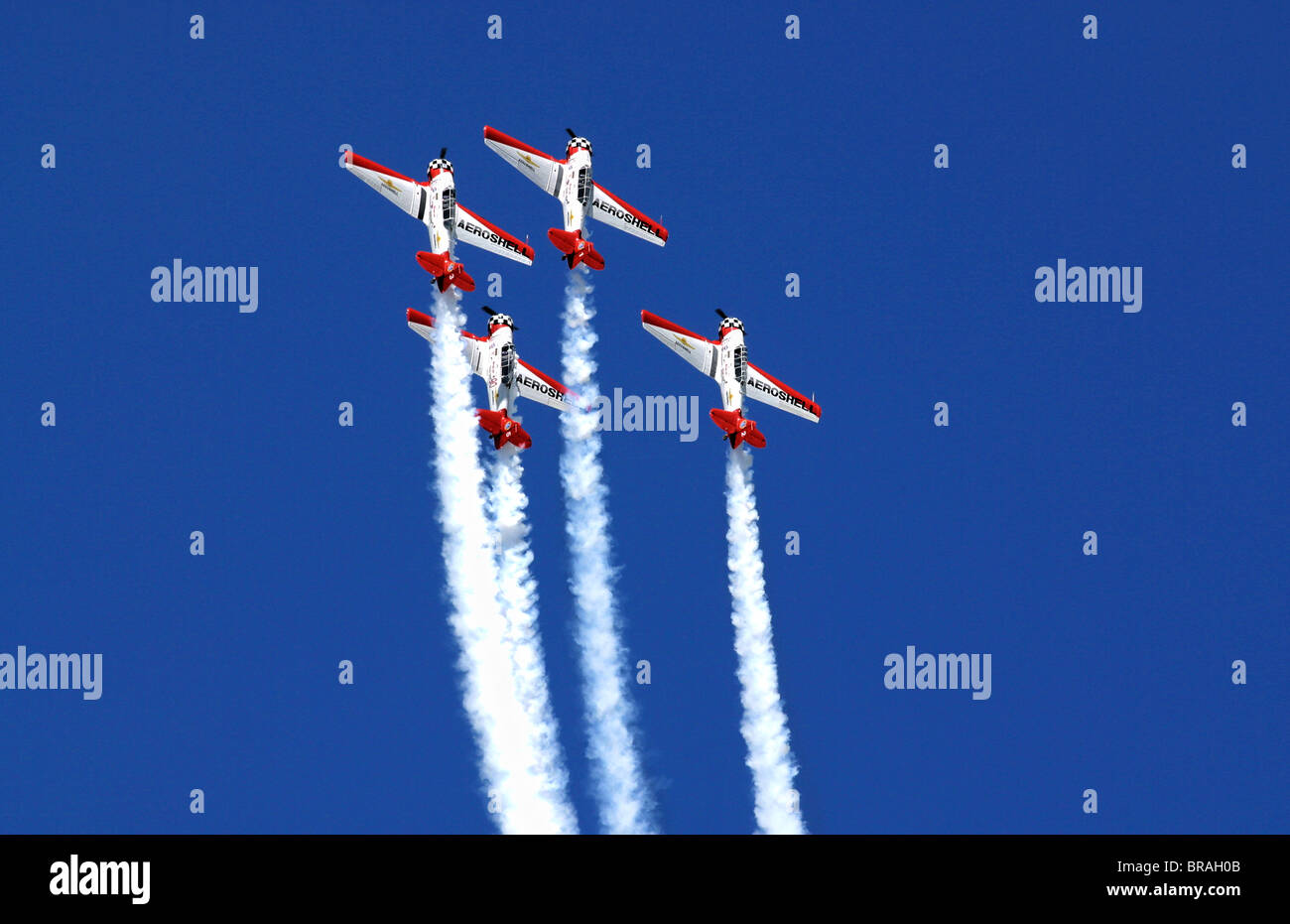 The Aeroshell demonstration team soars overhead in the blue skies of ...