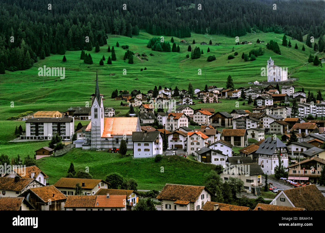 Village of Balzers in Liechtenstein in the mountains in the small ...